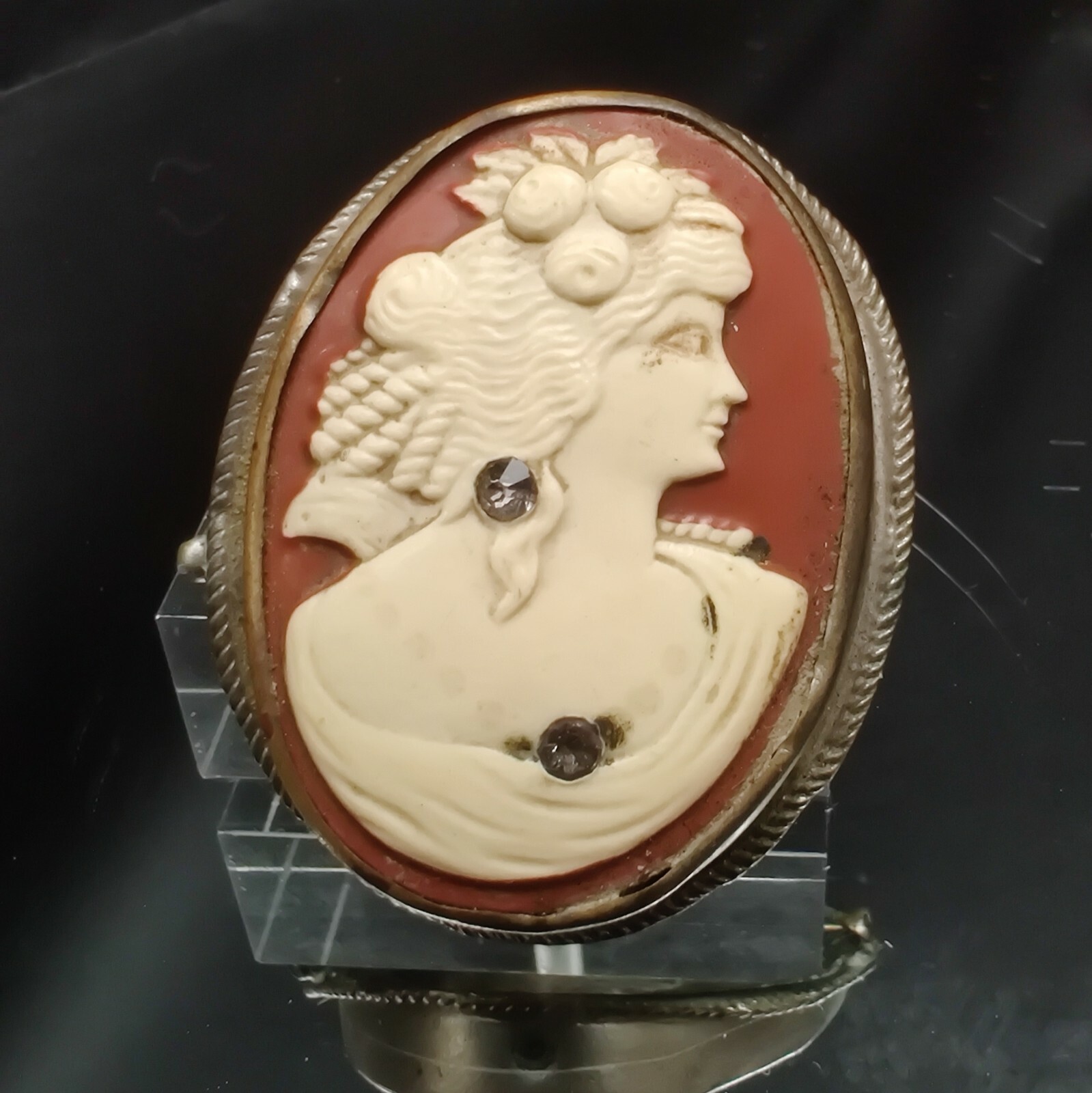 Unusual Antique Celluloid Habillé Cameo Brooch Art De… - Gem
