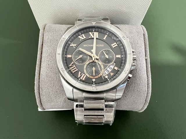 Michael Kors Brecken Chronograph 44mm Grey Dial Silver Men's Watch ...
