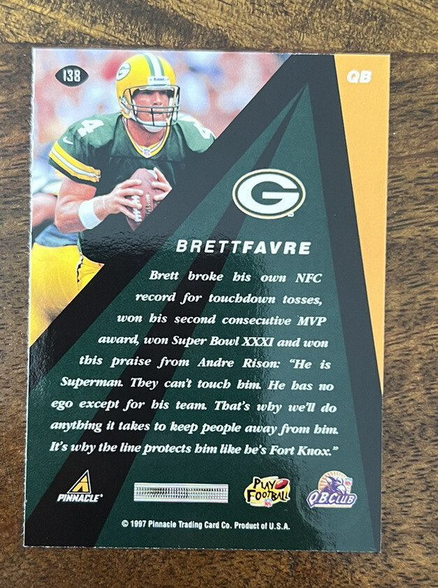 1997 Pinnacle Xpress Brett Favre PEAK PERFORMER card #138 | eBay