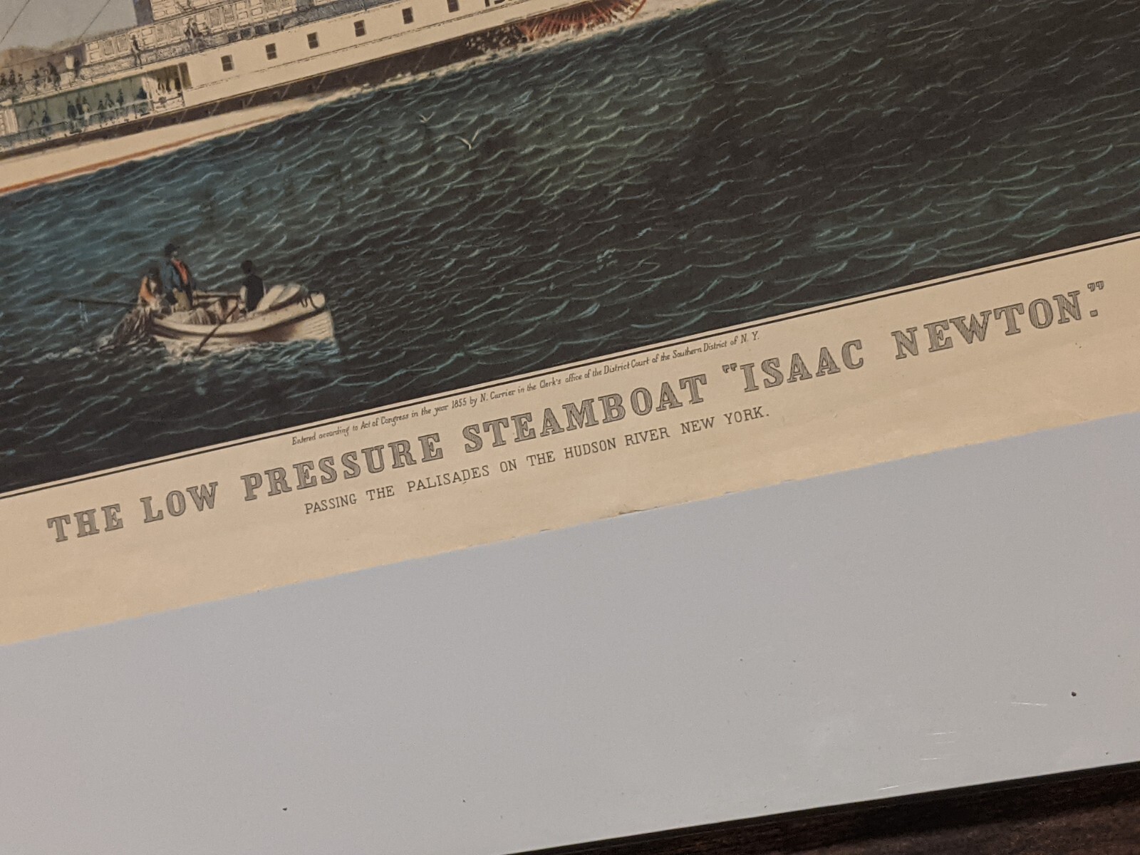 Currier & Ives The Low Pressure Steamboat Isaac Newton Vintage 1950s ...