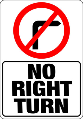 NO RIGHT TURN Metal SIGN / NOTICE caution private road farm entry ...