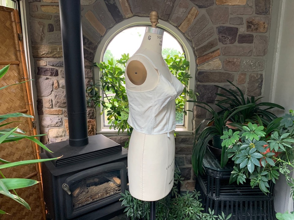 Vintage 1940s Ivory Cotton Longline Bullet Bra Bustier Cotton Brassier ...