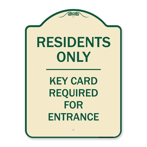 Designer Series Residence-Only Key Card Sign 18" x 24" Aluminum Tan ...