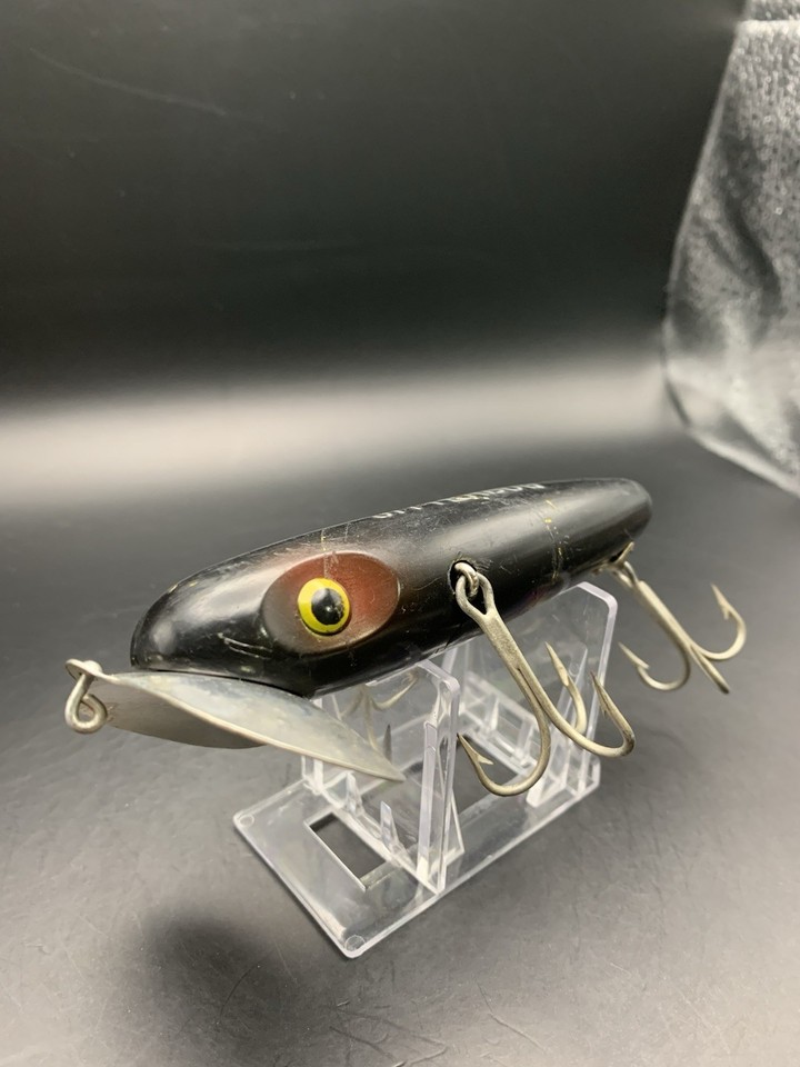 VINTAGE LURE! FRED ARBOGAST MUSKY JITTERBUG IN BLACK! 4 1/2”! WARRIOR ...