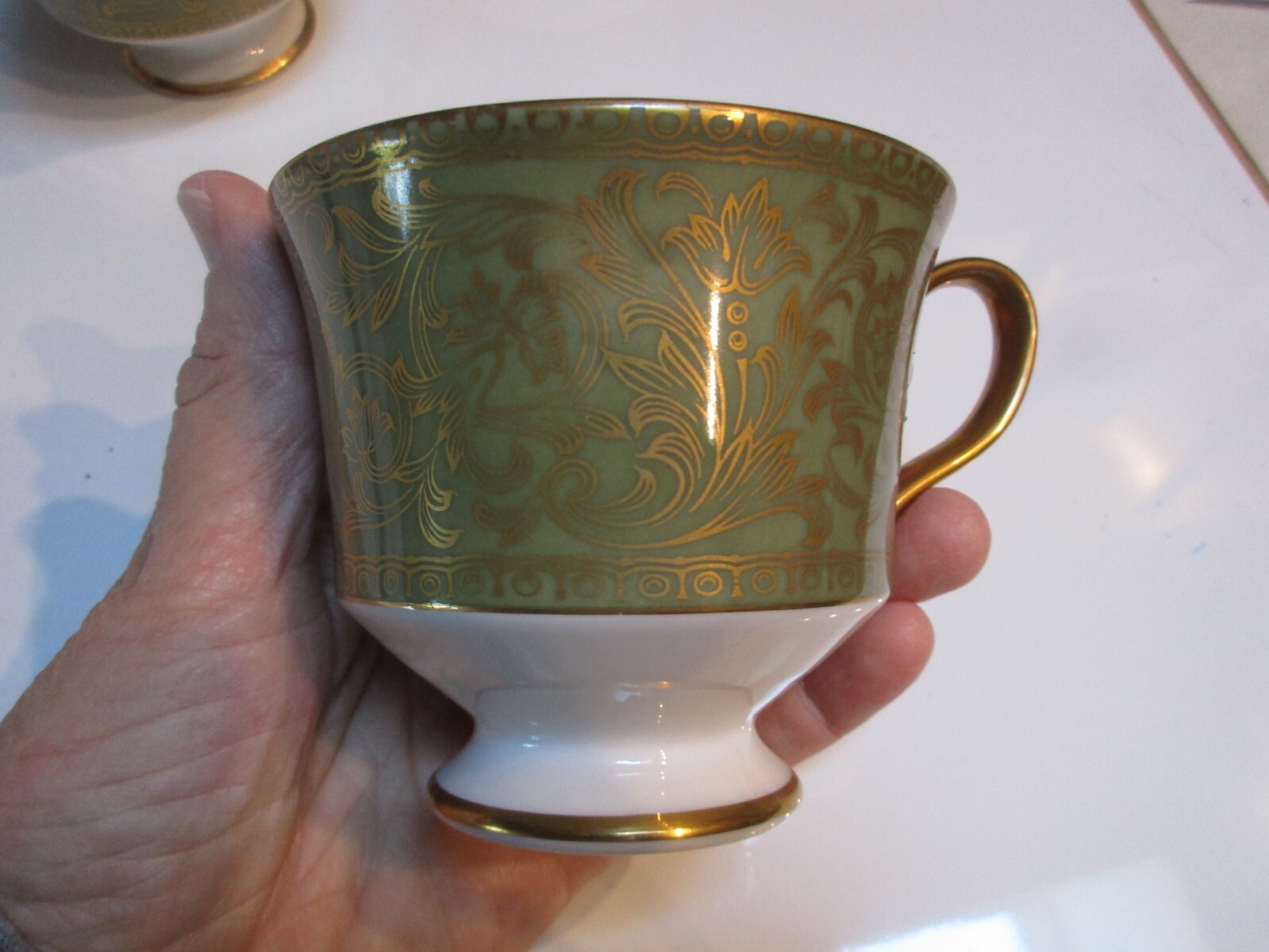 Set of 4 Cups Sango Versailles Green & Gold 3632 Made in Japan | eBay