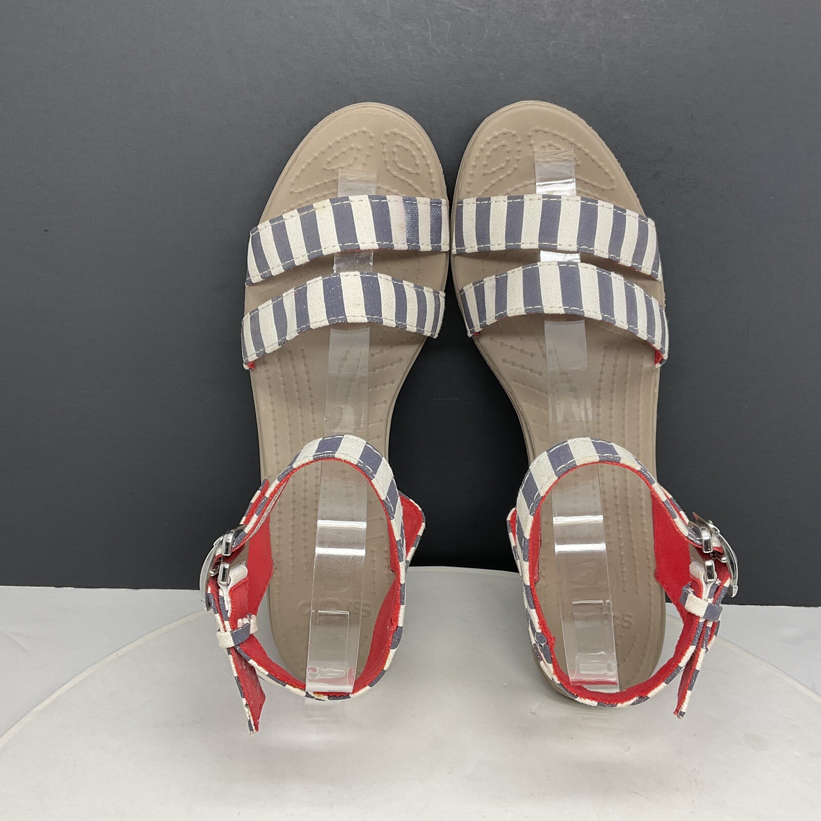 Crocs Sandals Women’s 10 Leigh Graphic Wedge Ankle Strap Buckle Pump ...