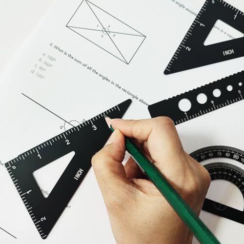 Metal Triangular Scale Ruler Set, 4 Pieces Aluminum 8 Inch Ruler with ...