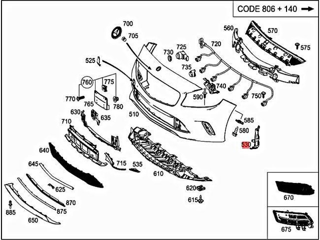 Genuine Mercedes-Benz W176 A-class Front Bumper Right Guide A1768852200 ...