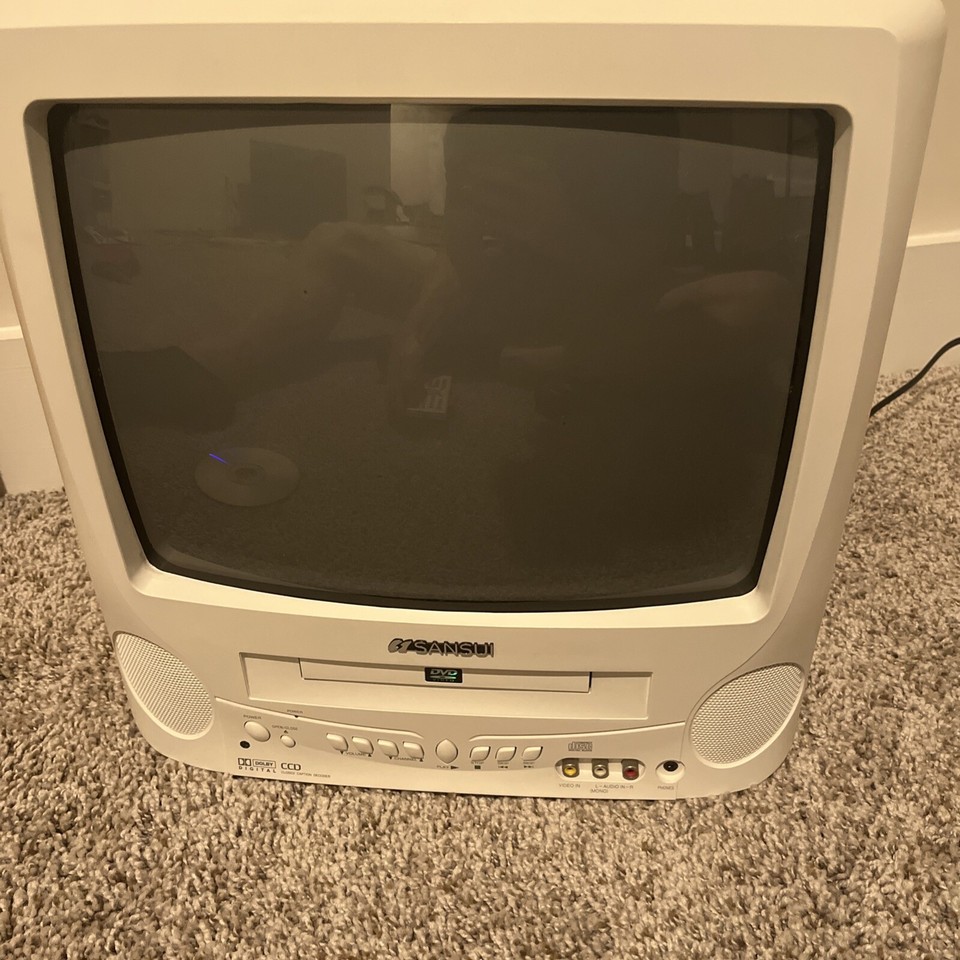 Sansui 13” TV/DVD Combo CRT Retro Gaming Monitor Mo. CDVD1300W White ...