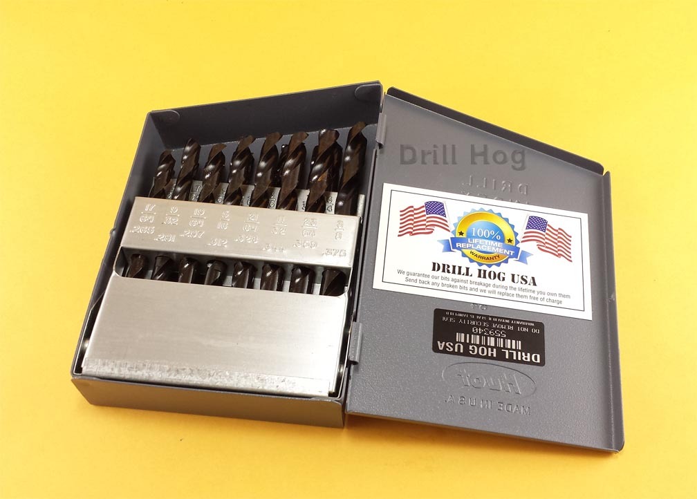 Drill Hog® 21 Pc Drill Bit Set Pig Steel M60 JR Lifetime Warranty MADE ...
