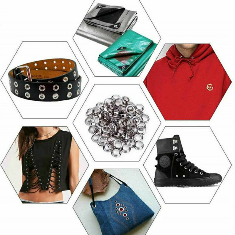 120X Grommets Durable Clothing Metal Eyelets Button Set Installation ...