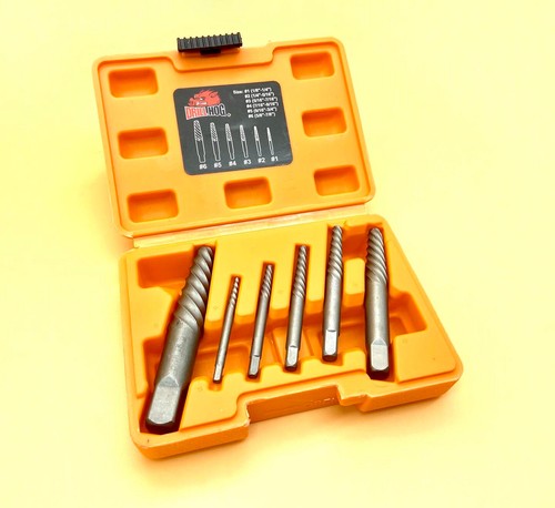 6 Pc Spiral Easy Out Set Round Screw Extractor Drill Hog® Lifetime ...