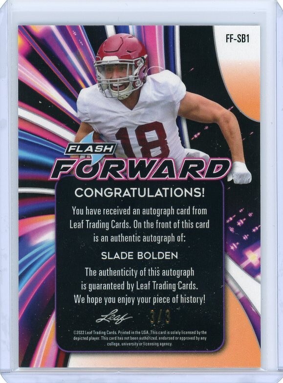 2022 Leaf Metal Flash #FF-SB1 Slade Bolden Auto 3/3 NM/MT Football Card ...