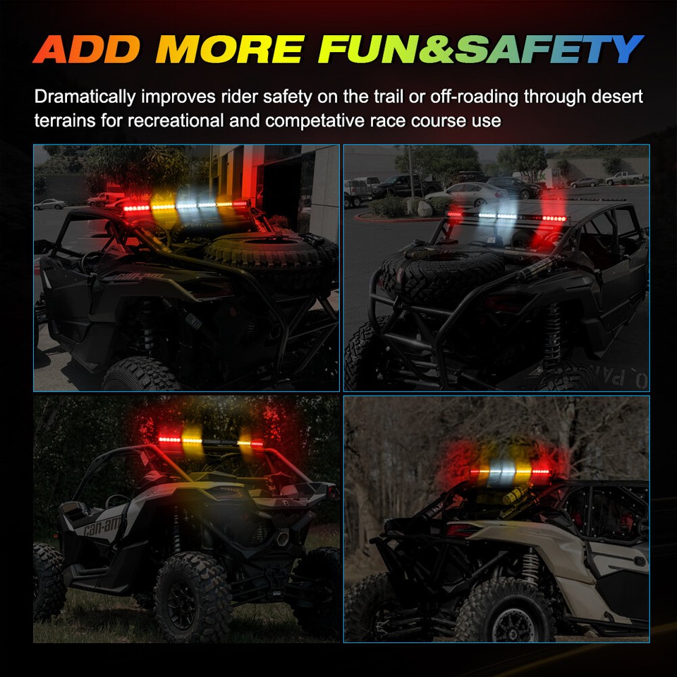 For Can Am Maverick X3 Max UTV 37" Chase Light Bar + Curved RGB LED ...