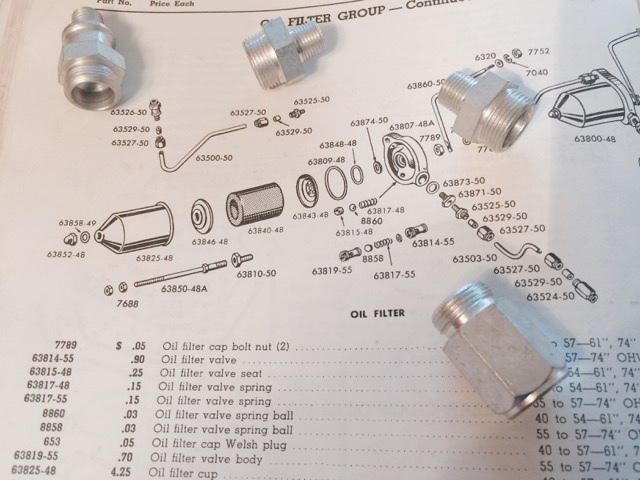 Harley Panhead Oil Filter Fitting Kit Nipples 1950-57 w/ Filter OEM ...