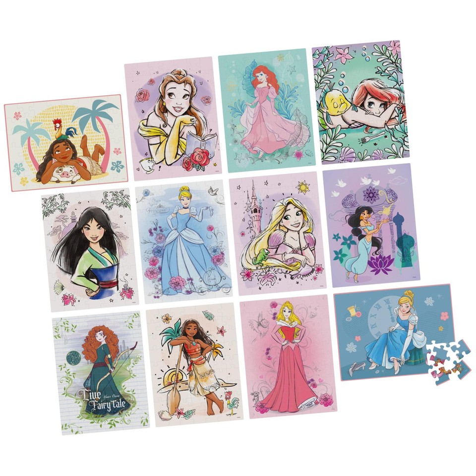 Disney Princess Puzzle Bundle 12 Puzzles Featuring Moana, Ariel, Mulan ...