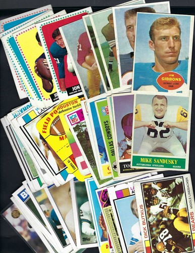 VINTAGE FOOTBALL CARD LOT X 39 ASST CARDS,MANY FROM 1960'S, SOME 70'S ...