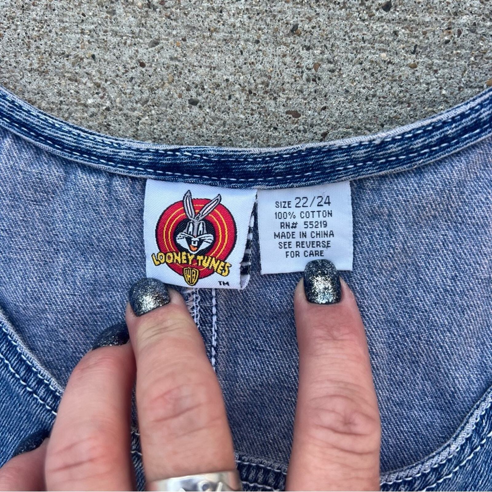 90s Y2K Tweety Bird Sylvester Cat embroidered denim j… - Gem