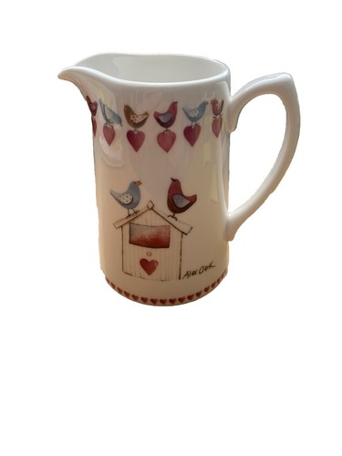 Alex Clark LOVE BIRDS Pitcher 4.5" Fine China Valentine Microwave ...