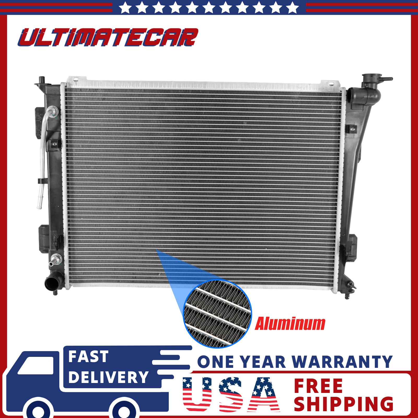 New Aluminum Radiator For Kia Optima Cadenza Hyundai Sonata Azera 2.4L ...