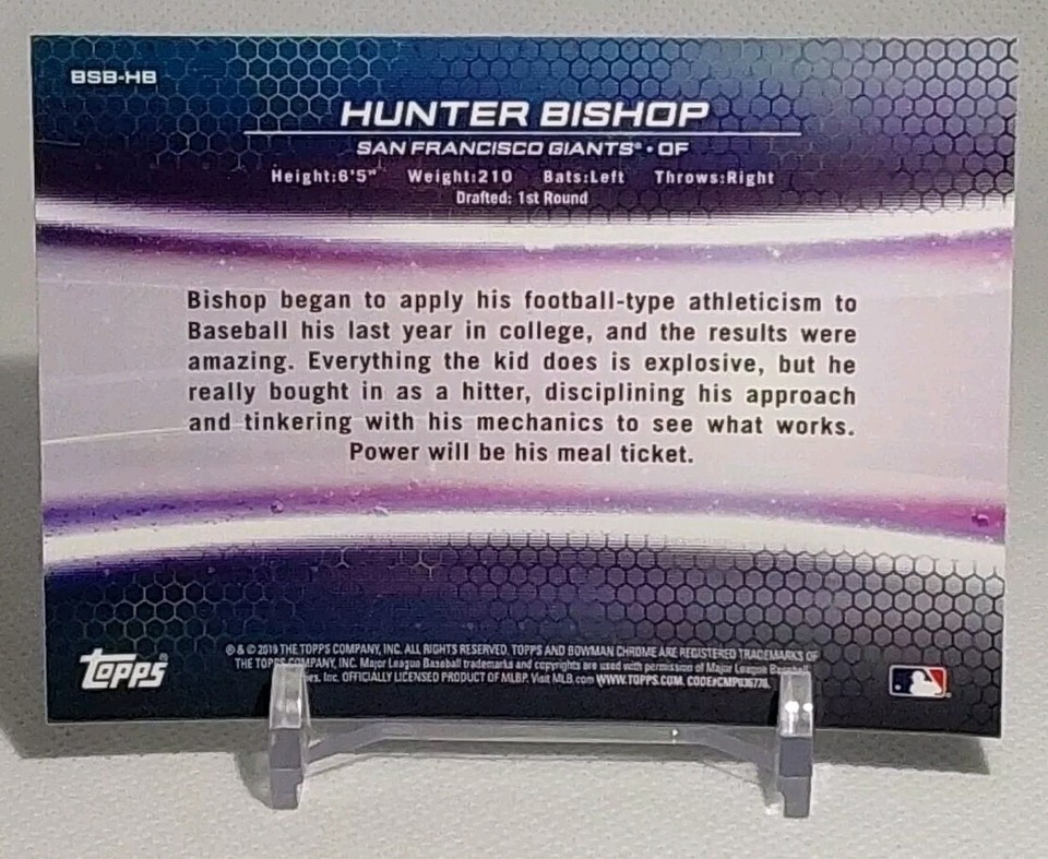 ⚾️2019 bowman chrome HUNTER BISHOP (rookie/insert) #BSB-HB⚾️ *Giants ...