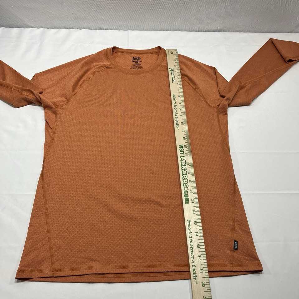 REI Coop Shirt Mens Medium Orange Base Layer Lightweight Long Sleeve ...