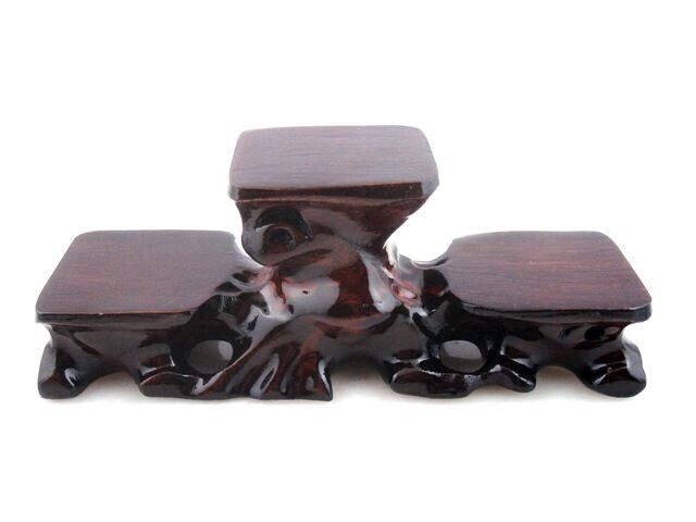 Wooden Crafted Triple Display Stand For Netsuke Snuff Bottle Figurine ...