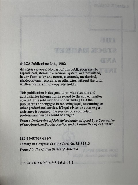 The Stock Market and Inflation by Richard T. Coghlan (1982, Hardcover ...