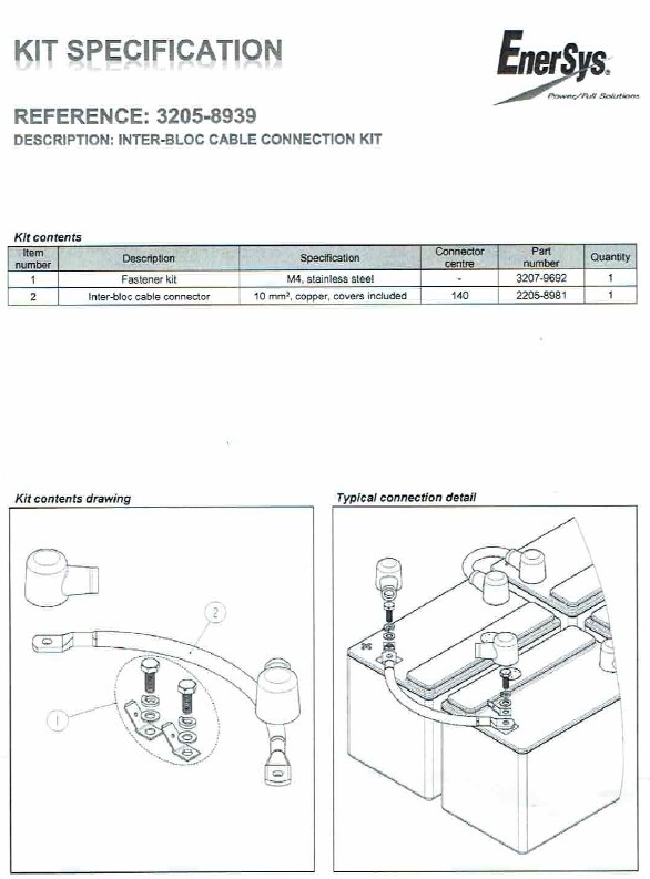 EnerSys - 3205-8939 - Inter-Bloc Cable Connection Kit | eBay.de