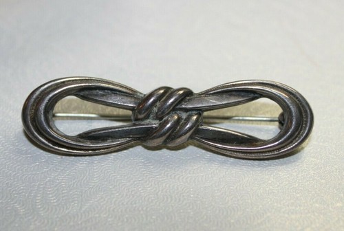 2" Vintage carved Silver Modernist Lasso Knot Brooch Pin - Symbol Stamp ...