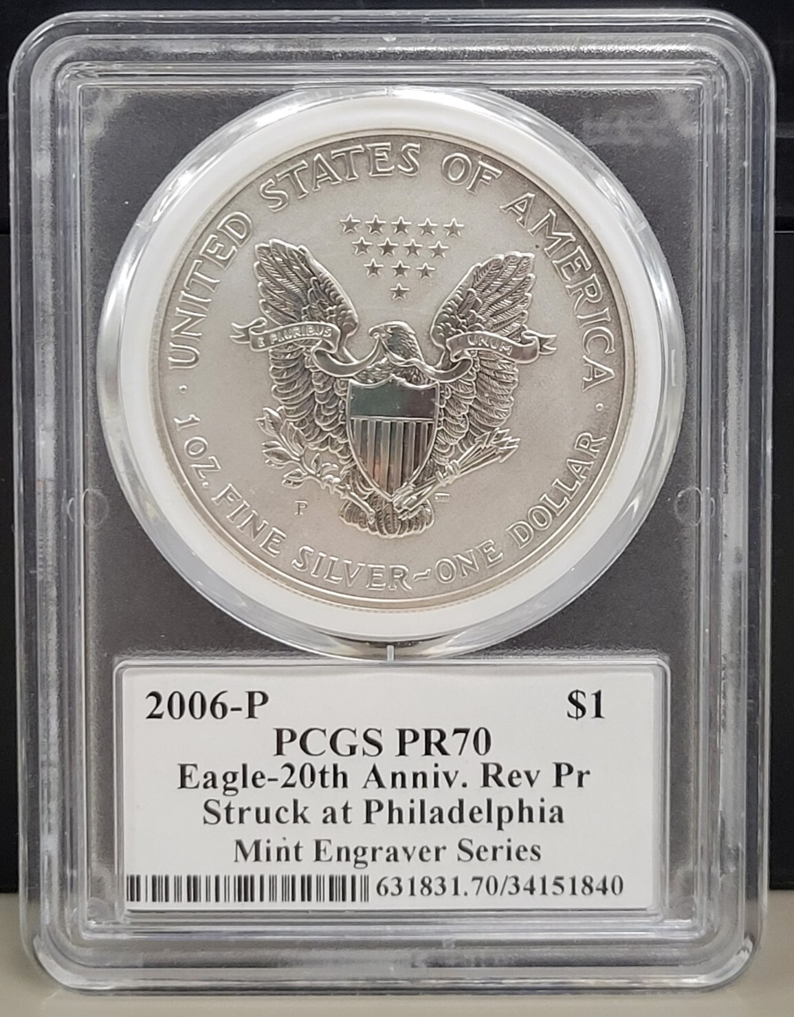 2006 P Silver Eagle Reverse PR70 DCAM PCGS Mercanti Mint Engraver ...