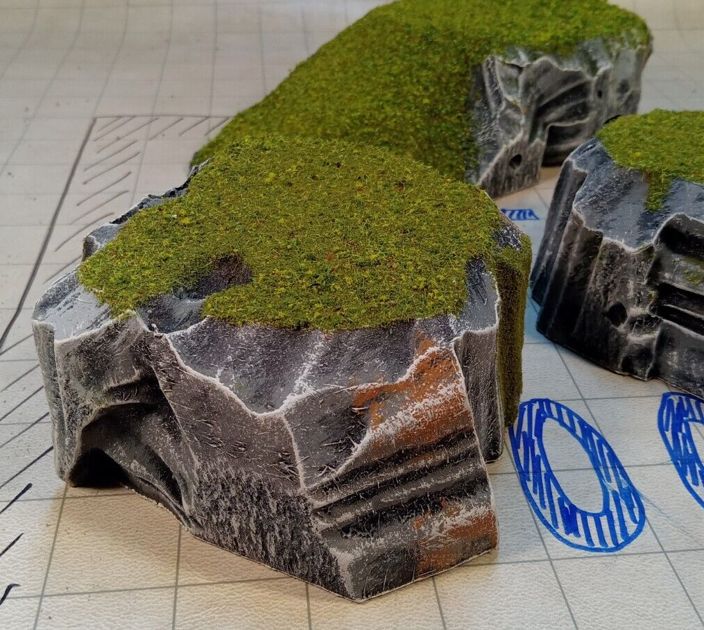 2 " Tall Flat Top GRASS COVERED HILLS Stackable Terrain for Warhammer ...