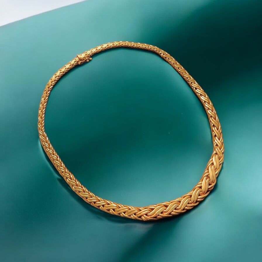 Tiffany & Co. 18K Gold Byzantine Braid Russian Weave Necklace – 43.06g ...
