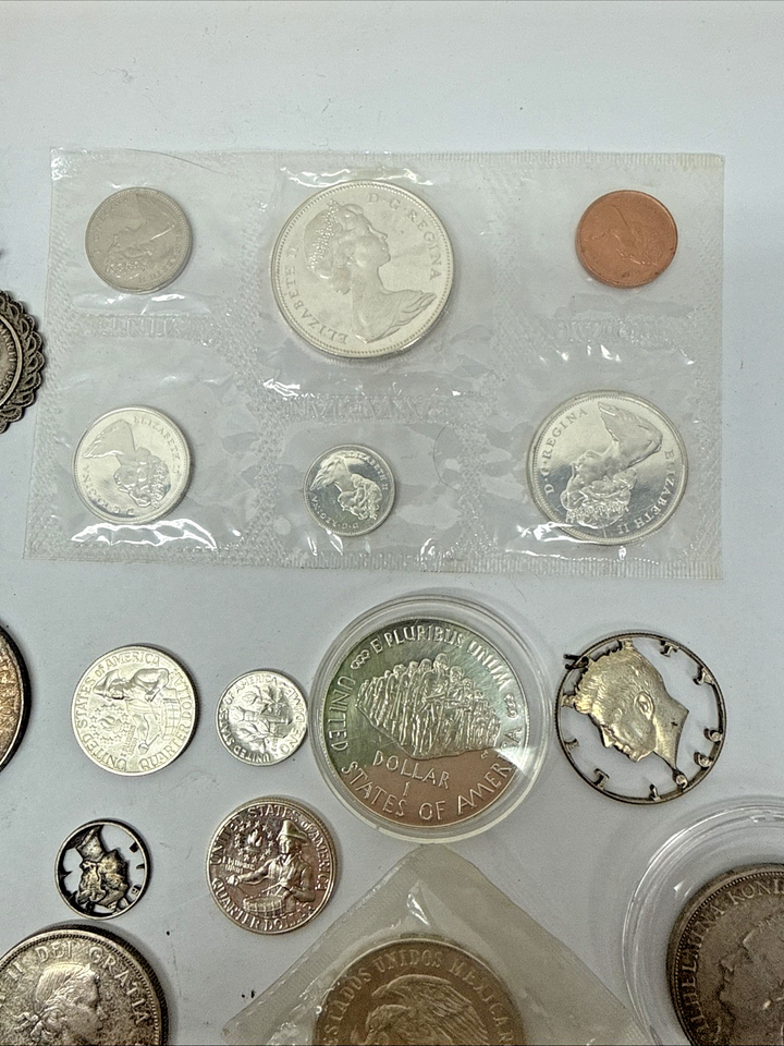 World Canadian Mexico US Silver Coin Lot 601.8 Grams 19.35 Troy Ounces ...