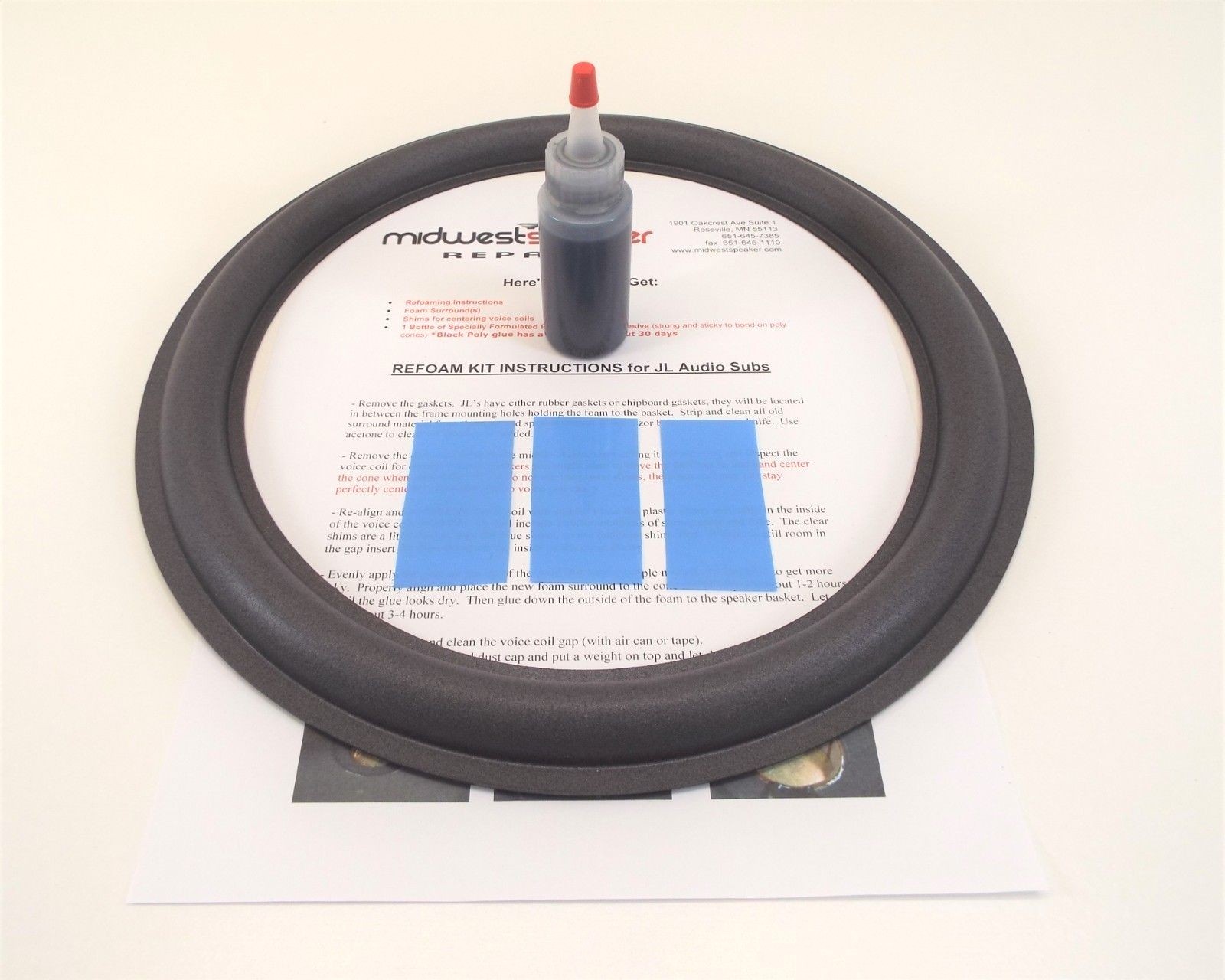 JL Audio 12W3 version 2 12" Subwoofer Refoam Repair Kit - 1 Foam w ...