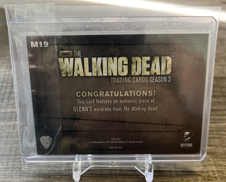 2014 THE WALKING DEAD SEASON 3 GLENN RHEE (STEVEN YEUN) RELIC CARD #M19 ...