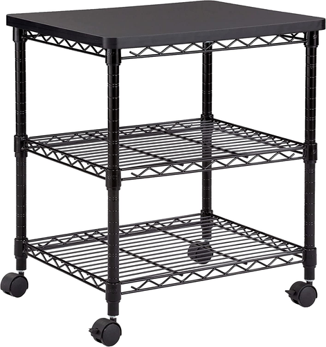 Safco 5207BL 3 Shelf Printer / Machine Rolling Cart / Stand - Black ...