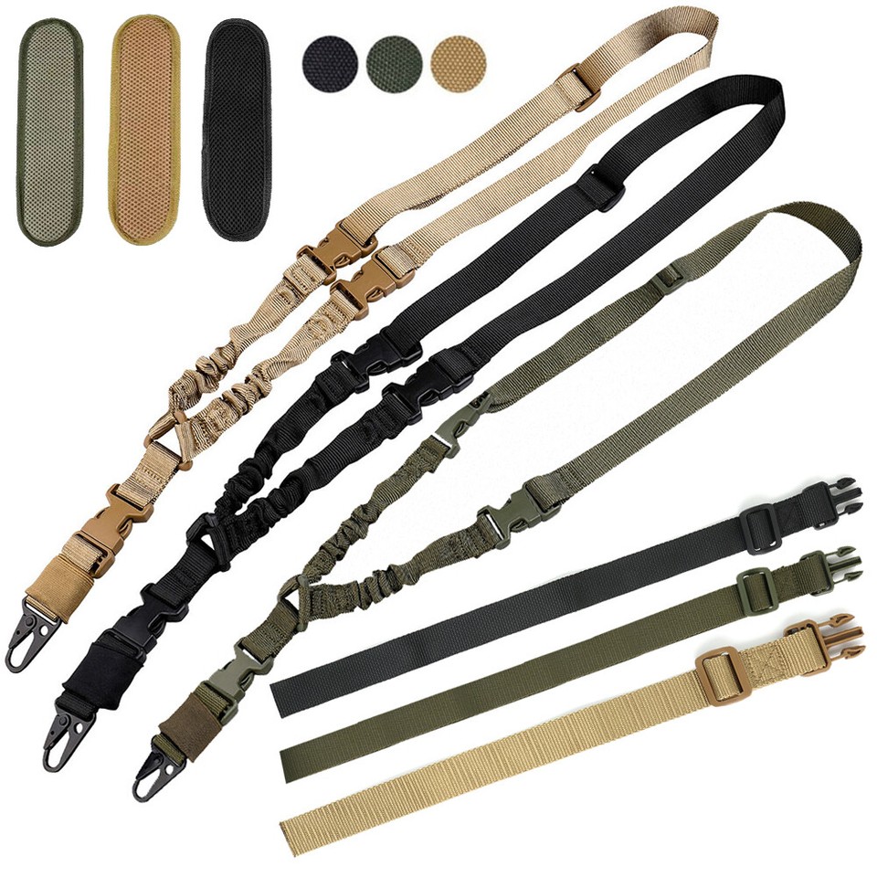Tactical One Single Point / Two / Three Point Sling Strap Bungee Rifle ...