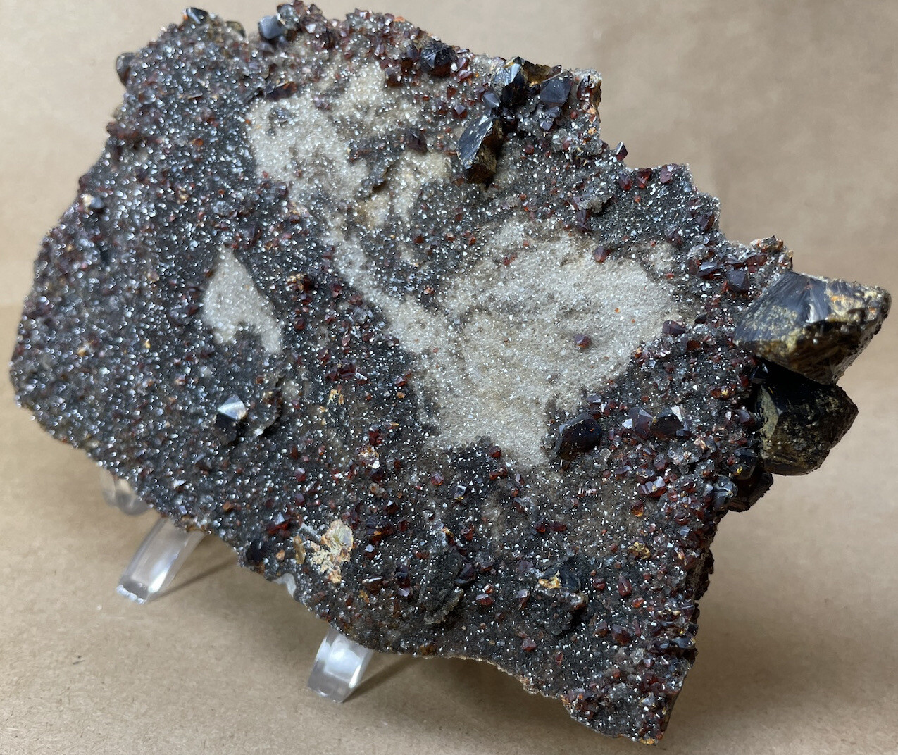 6 3/4”, Sphalerite (Ruby Jack) with Druzy Quartz on Chert, Tri State ...