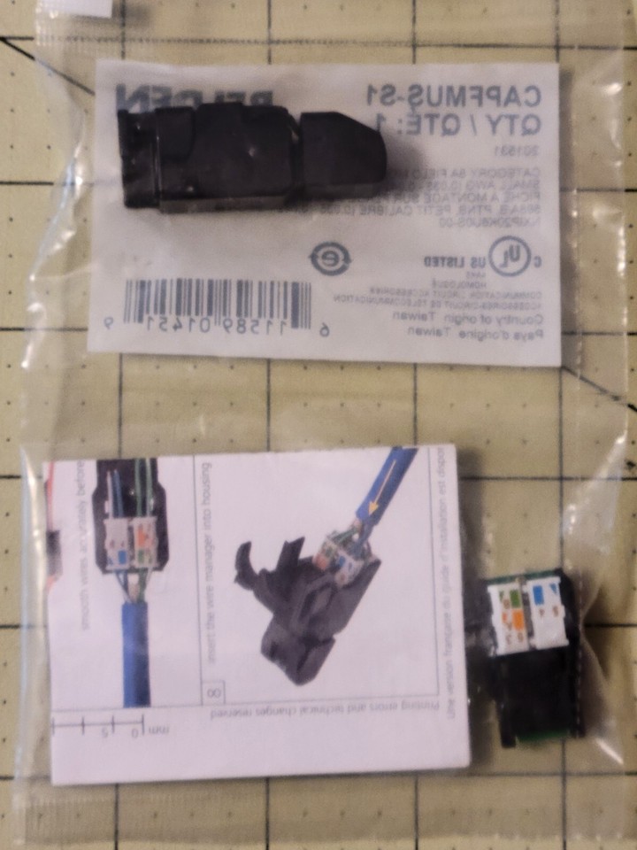 Belden CAPFMUS-S1 Cat 6A, 6+ & 5e Field Mount Plug, 568A/B, UTP, Small ...