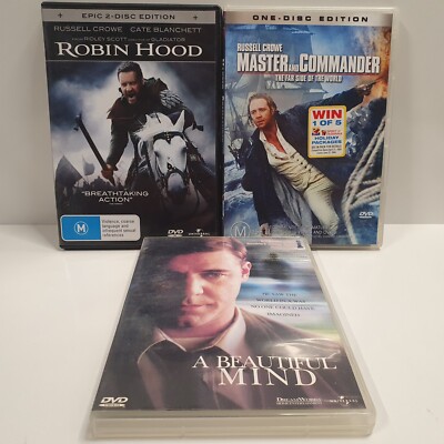 Russell Crowe DVD Bundle - Robin Hood / Master Commander / Beautiful ...