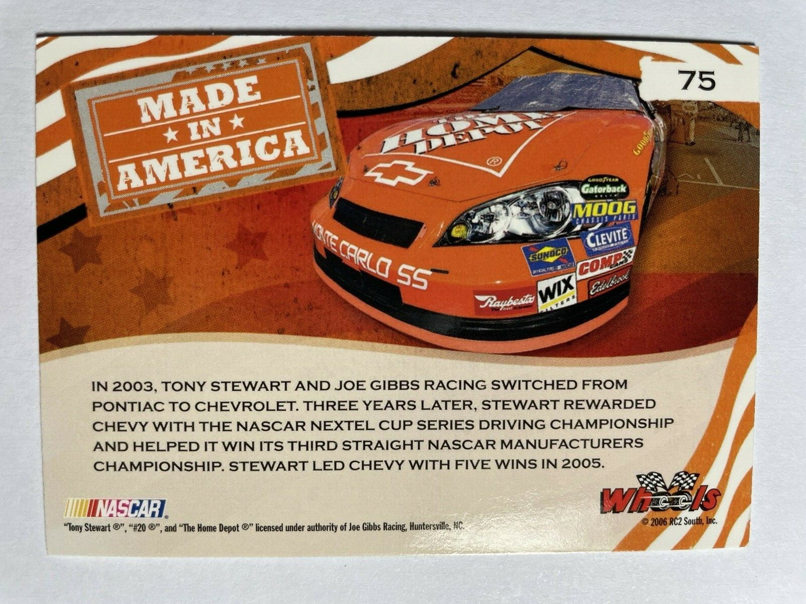 2006 Wheels American Thunder - #75 Tony Stewart for sale online | eBay