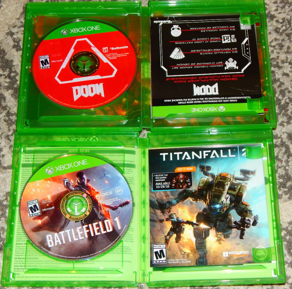 4 Game Lot - COD WWII & Advanced Warfare, Doom, Battlefield 1 - Xbox ...