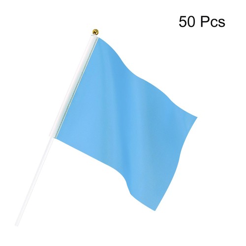 Light Blue Flag Stick, Hand Held Mini DIY Flag 8.2x5.5 Inch Rectangle 50 Pcs 743151105056| eBay
