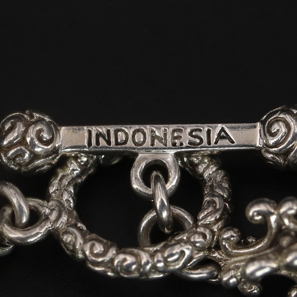 VTG Sterling Silver - INDONESIA NV Jingle Bell Filigree Charm 8" Bracelet - 35g | eBay