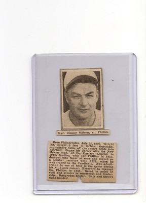 Jimmie Jimmy Wilson 1936 Pittsburgh Sun-Telegraph Sport Stamp Card BV ...