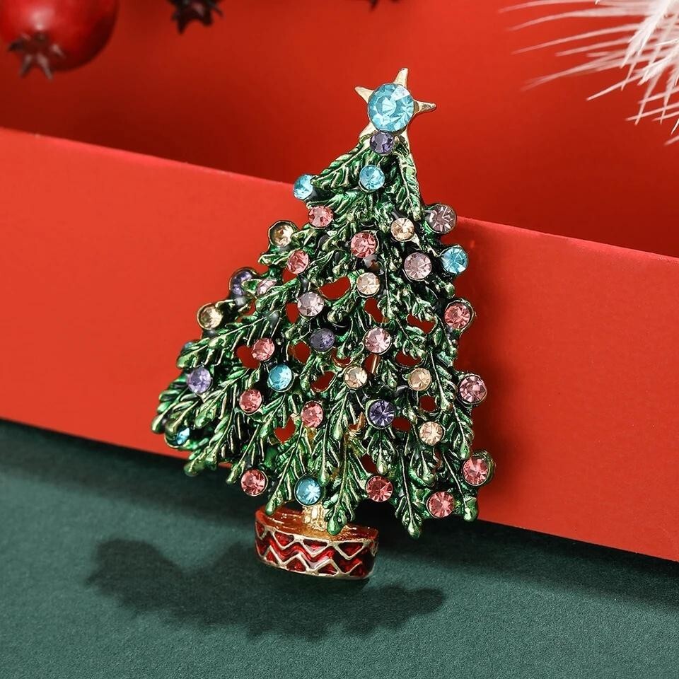 Stunning Sparkly Christmas Tree Brooch Xmas Brooch Party Pin Christmas ...