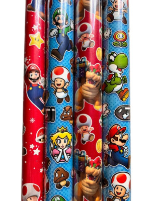 4 Rolls Nintendo Super Mario Bowser Christmas Birthday Party Gift ...