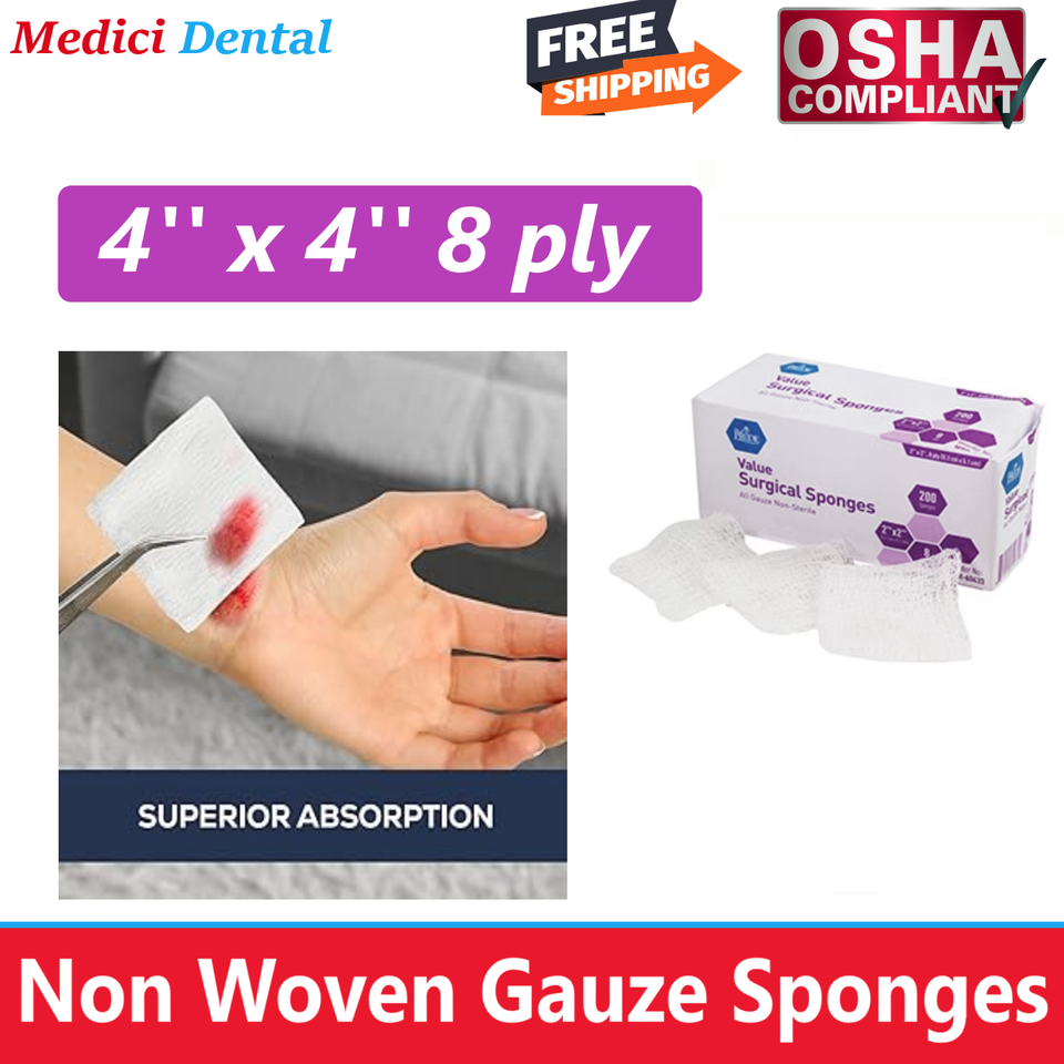 2x2, 3x3, 4x4 Non Woven Sponges 4-Ply, 8 - Ply, 12-Ply, Cotton Gauze ...