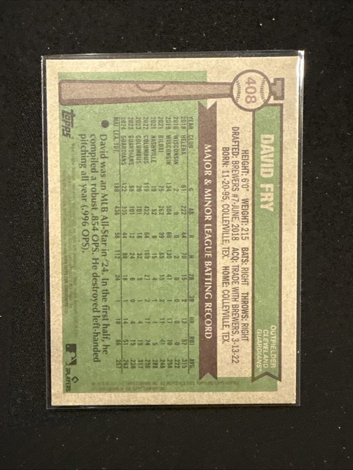 2025 Topps Heritage Red Boarder David Fry SP Cleveland Guardians #408 ...